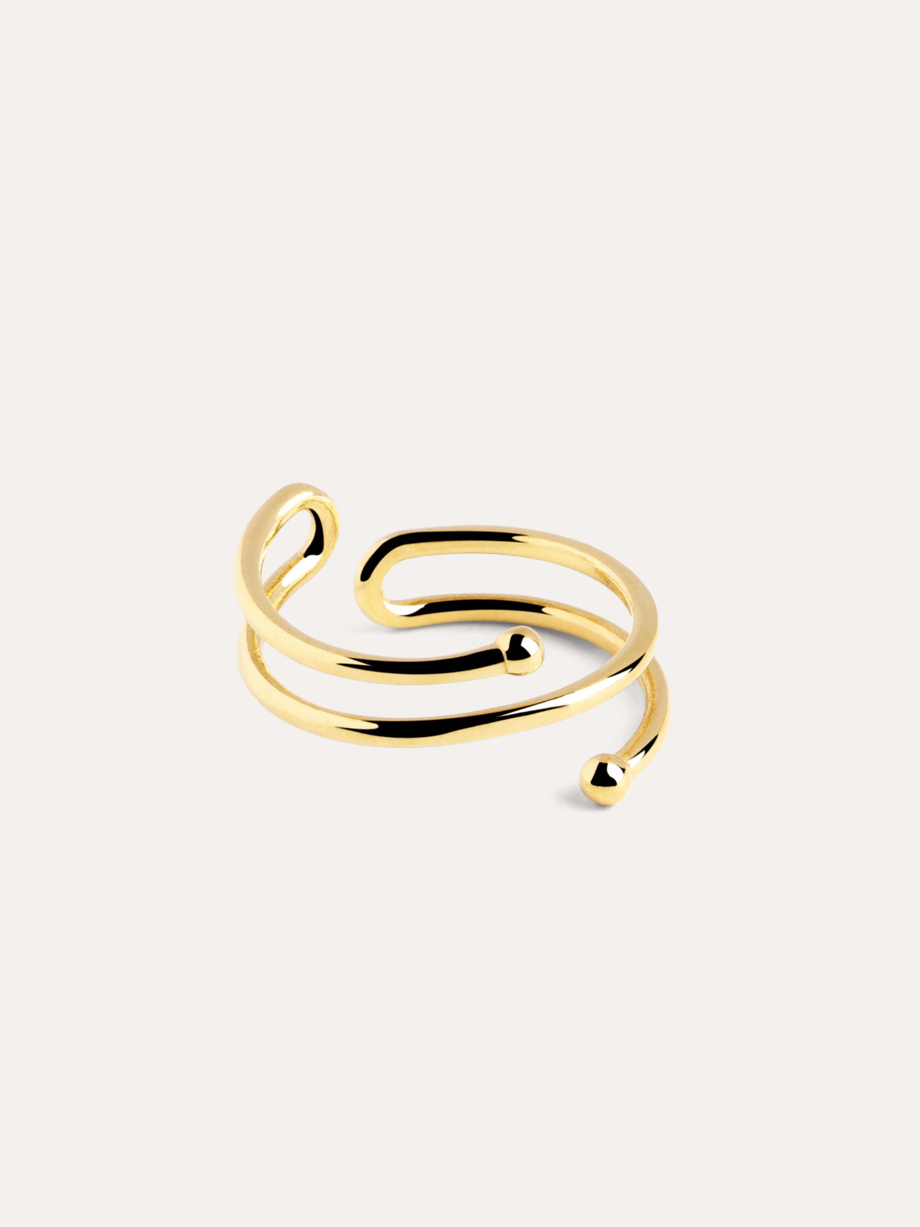 Anillo Double Dot Plata Baño Oro – SINGULARU