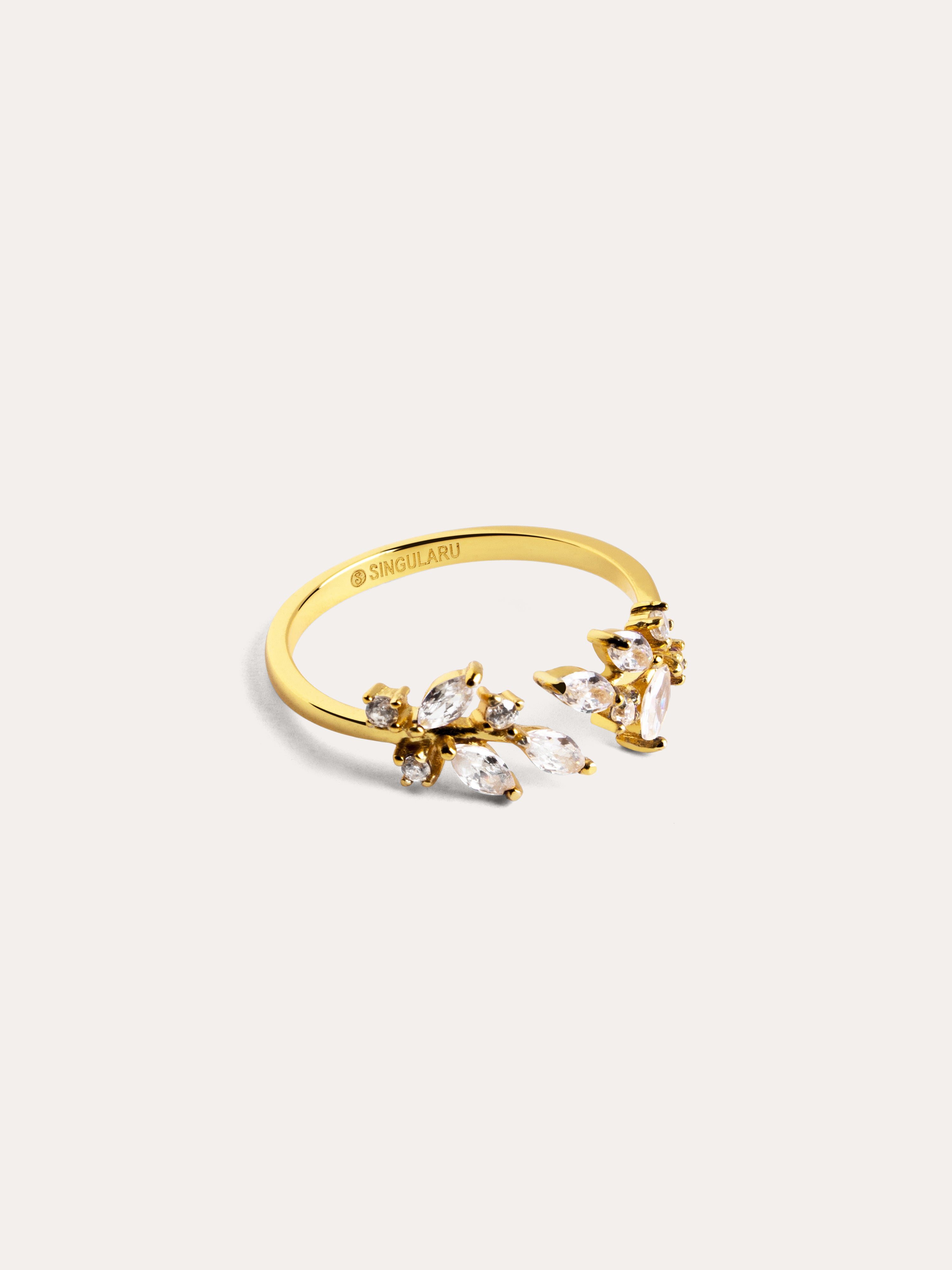 Anillo Buganvilla White Baño Oro – SINGULARU