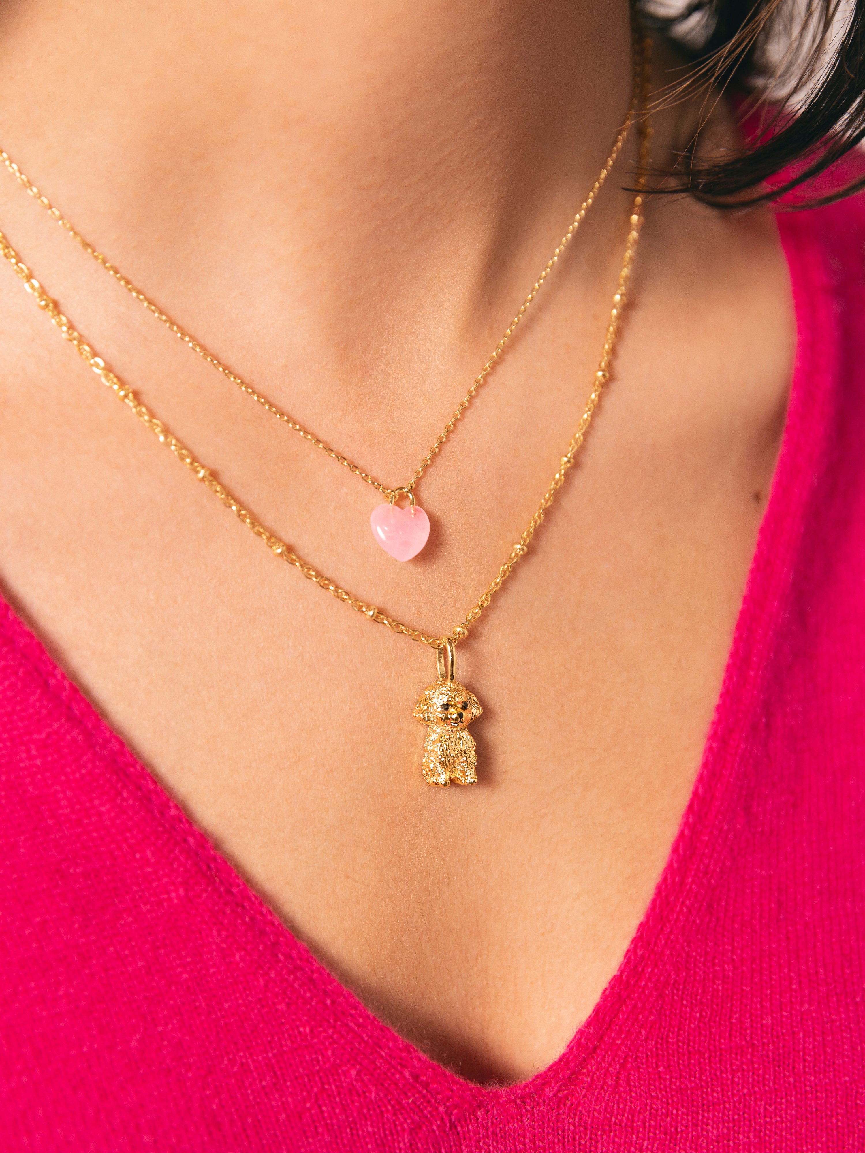 Collar Sweet Heart Pink Stone Baño Oro – SINGULARU